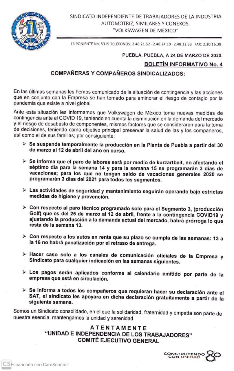 Sindicato De Volkswagen Suspende Actividades En La Planta Del 30 De