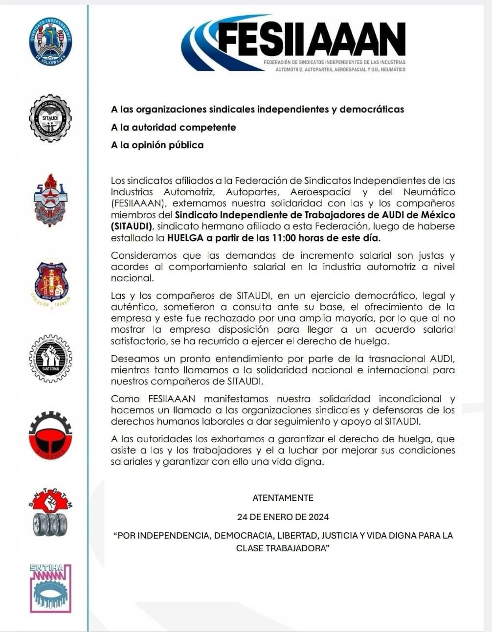 Federación De Sindicatos Automotrices Respaldan Huelga De Sitaudi