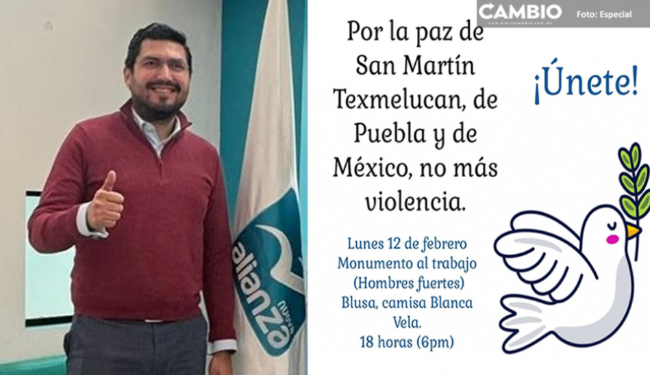 Respalda Horacio Cano marcha contra la inseguridad en Texmelucan