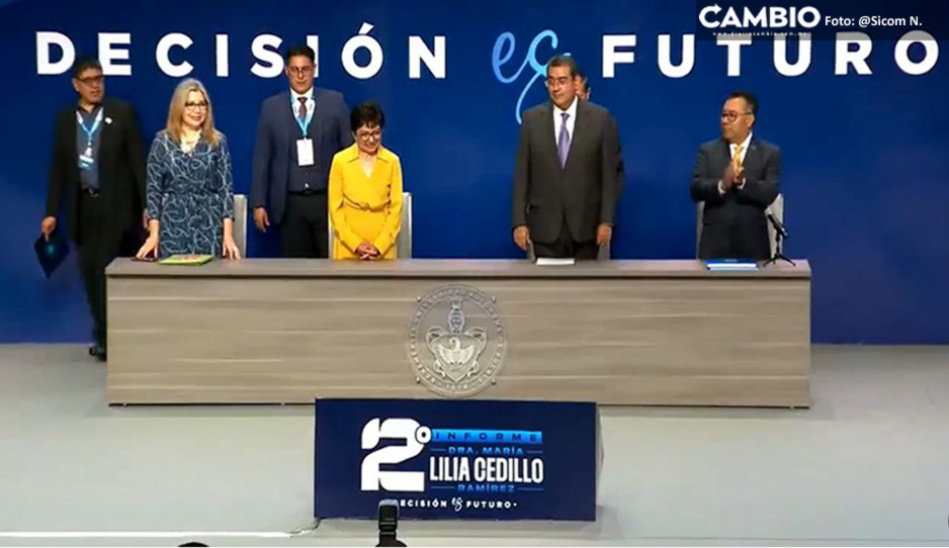 Asiste Sergio Salomón al segundo informe de Lilia Cedillo al frente de la BUAP