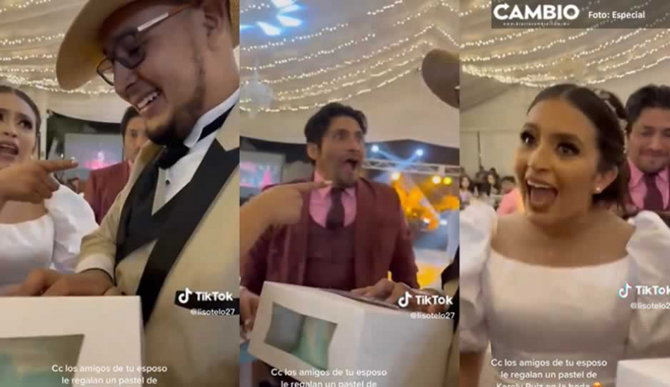 Recibe pastel de Karely Ruiz en pleno día de su boda y novia enfurece (VIDEO)
